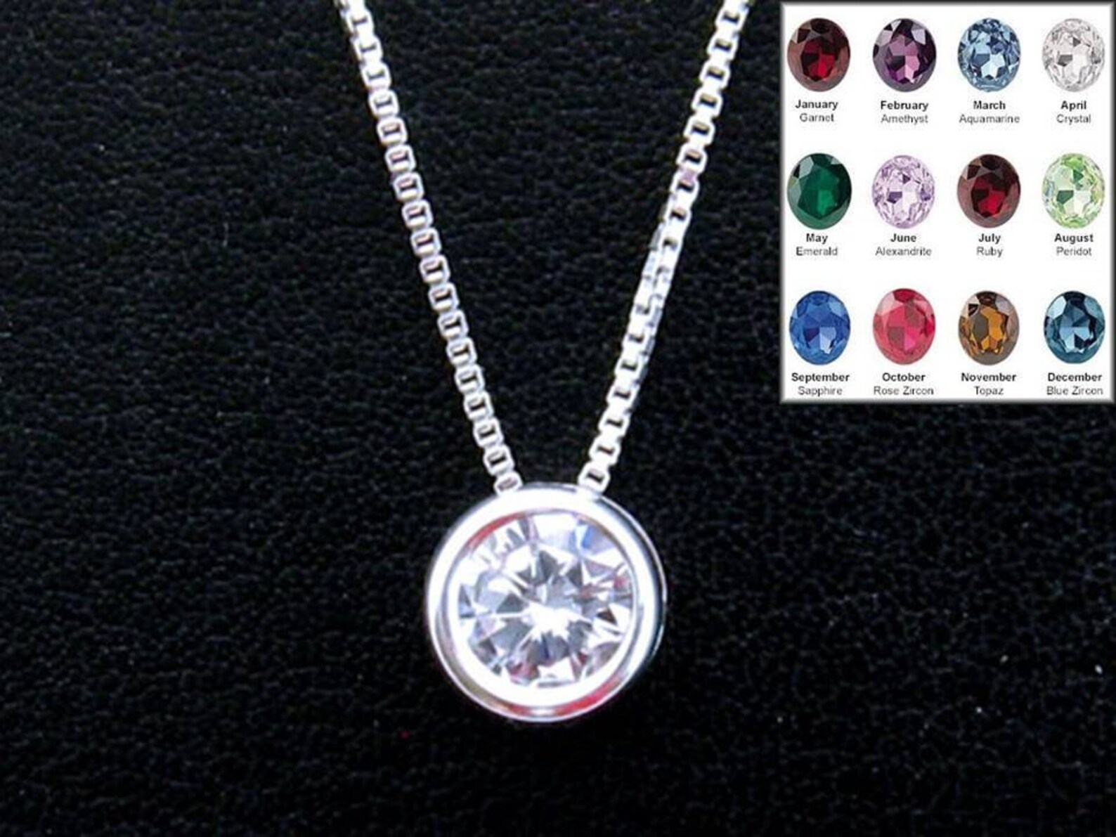 Cubic Zirconia Slide Necklace/birthstone Necklace/birthstone Jewelry ...