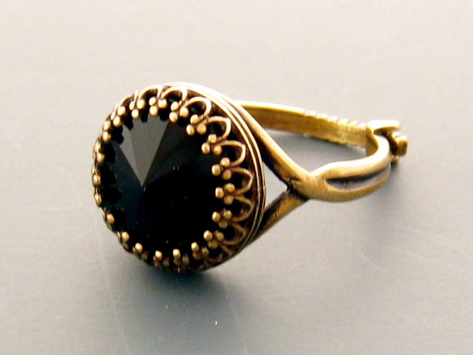 Victorian Style Jet Black Cocktail Ring, Victorian Jewelry, Victorian ...