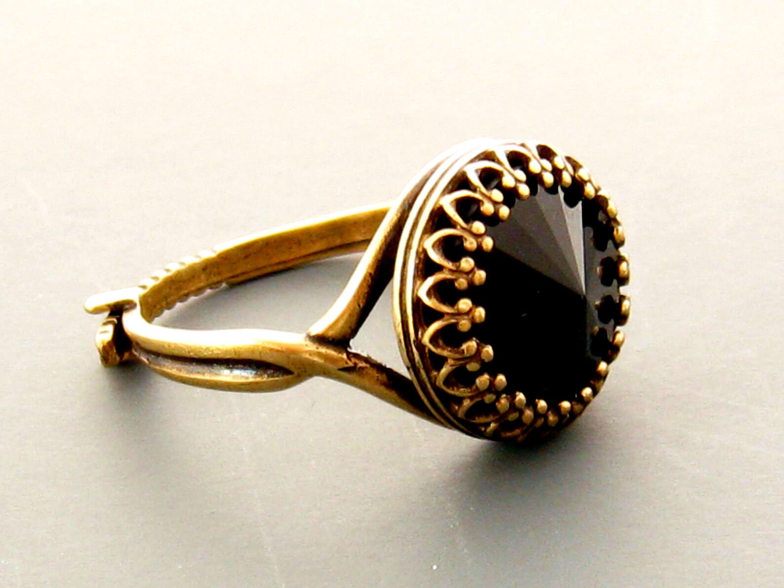 Victorian Style Jet Black Cocktail Ring, Victorian Jewelry, Victorian ...