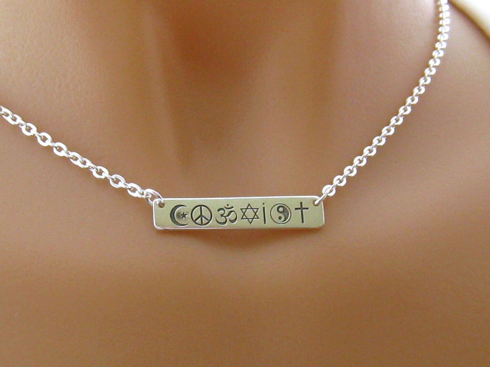 Sterling Silver Coexist Necklace, Coexist Pendant, Peace Necklace ...