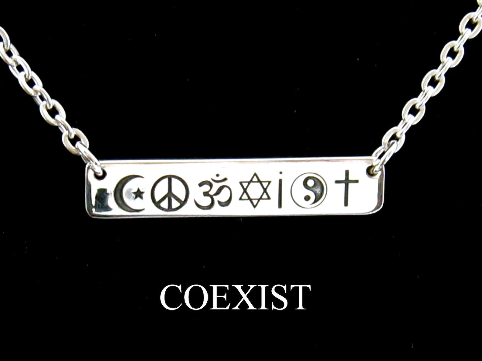 Sterling Silver Coexist Necklace Coexist Pendant Peace - Etsy