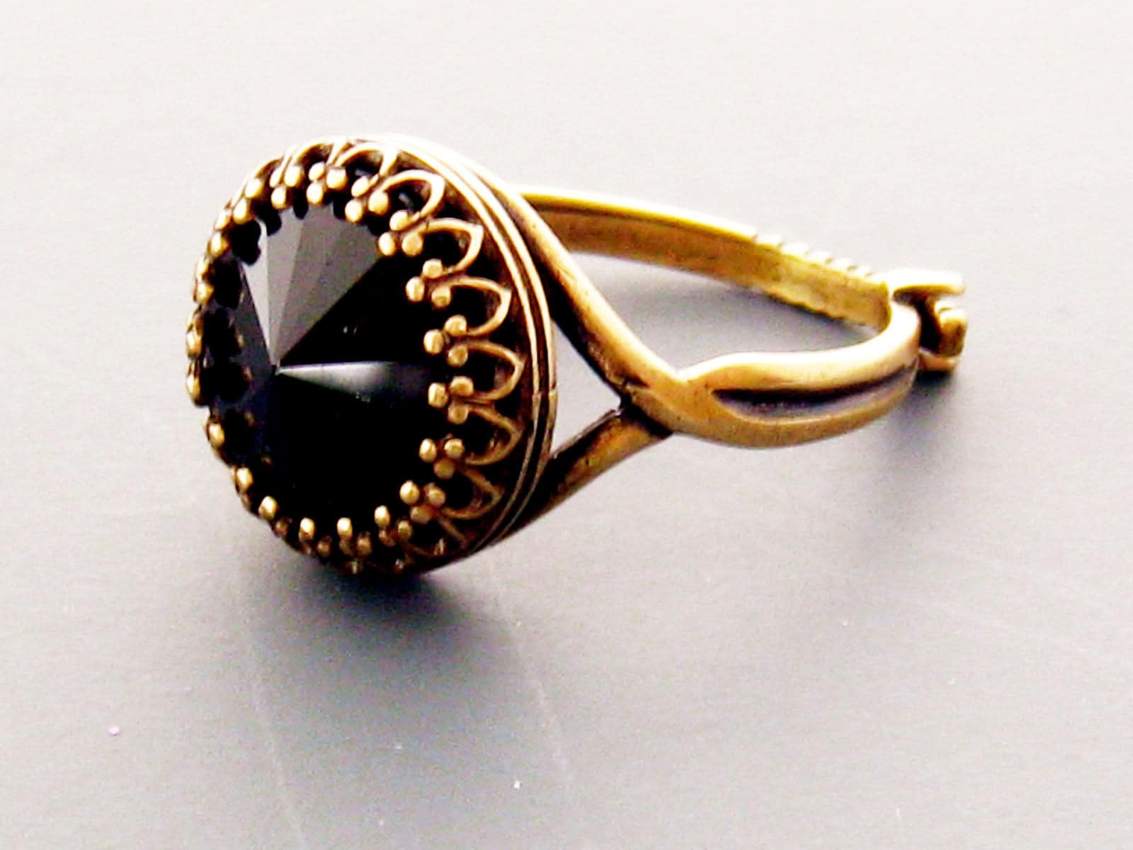 Victorian Style Jet Black Cocktail Ring, Victorian Jewelry, Victorian ...