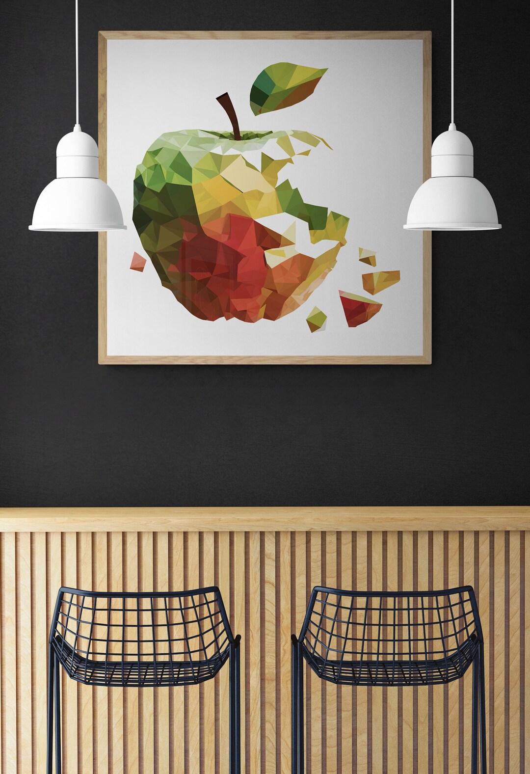 Polygon Apple Bitten Digital Download Contemporary Art for Any - Etsy