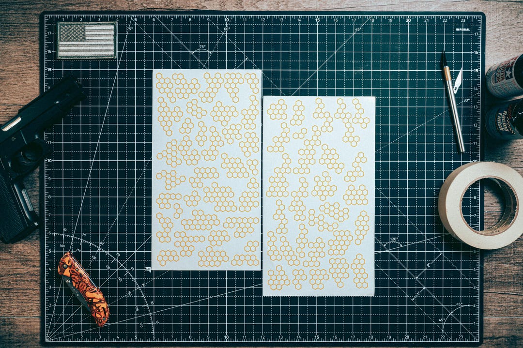 Hexagon Hex Camo High Heat Vinyl Stencil Kit - 2x 11"x6" Sheets Durable ...