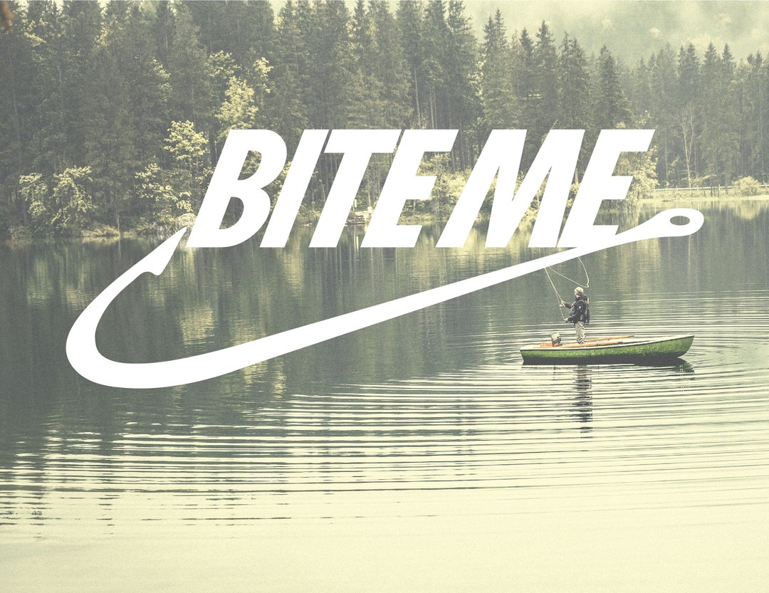 Bite Me Funny Fishing Hook Decal Sticker - Waterproof, Durable, Fun Car ...