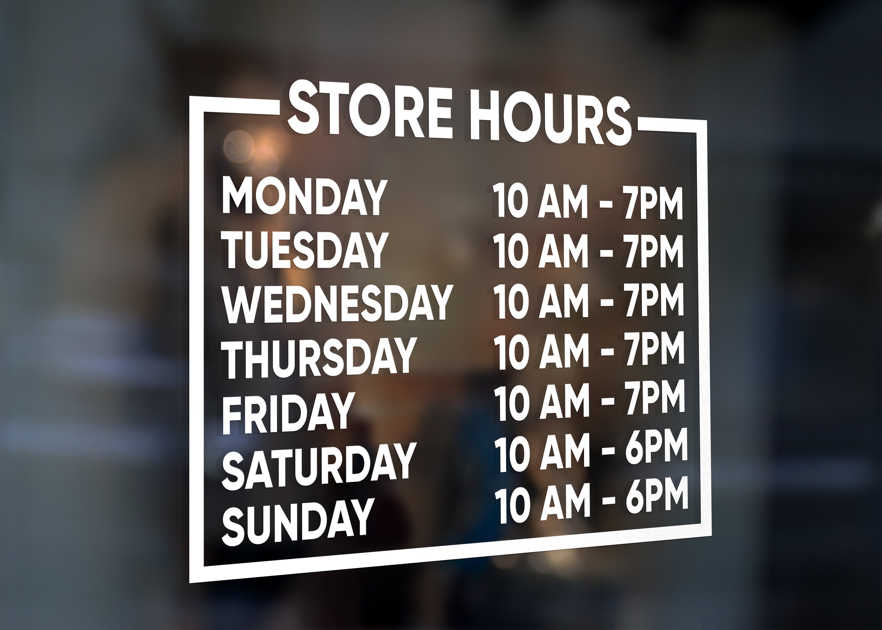 Custom Store Hours Vinyl Decal Store Front Window Buy Any | Etsy Custom Store Hours Vinyl Decal Store Front Window Buy Any | Etsy