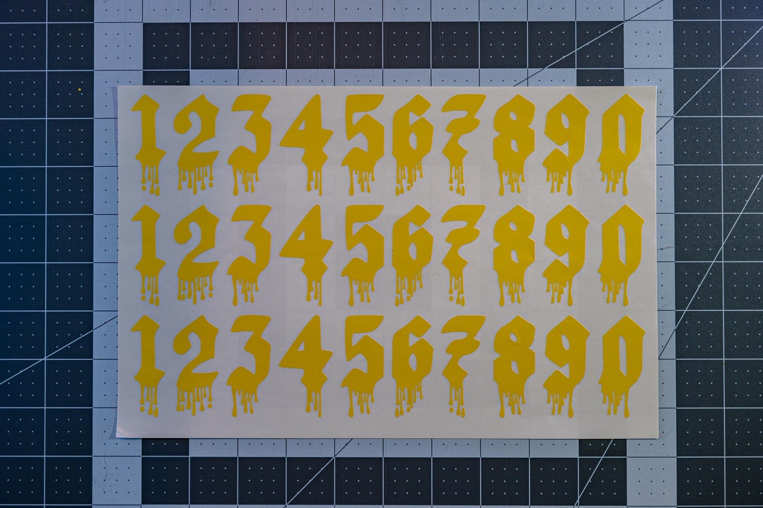 Dripping Numbers High Heat Vinyl Stencil Kit - 2x 11"x6" Sheets Durable ...