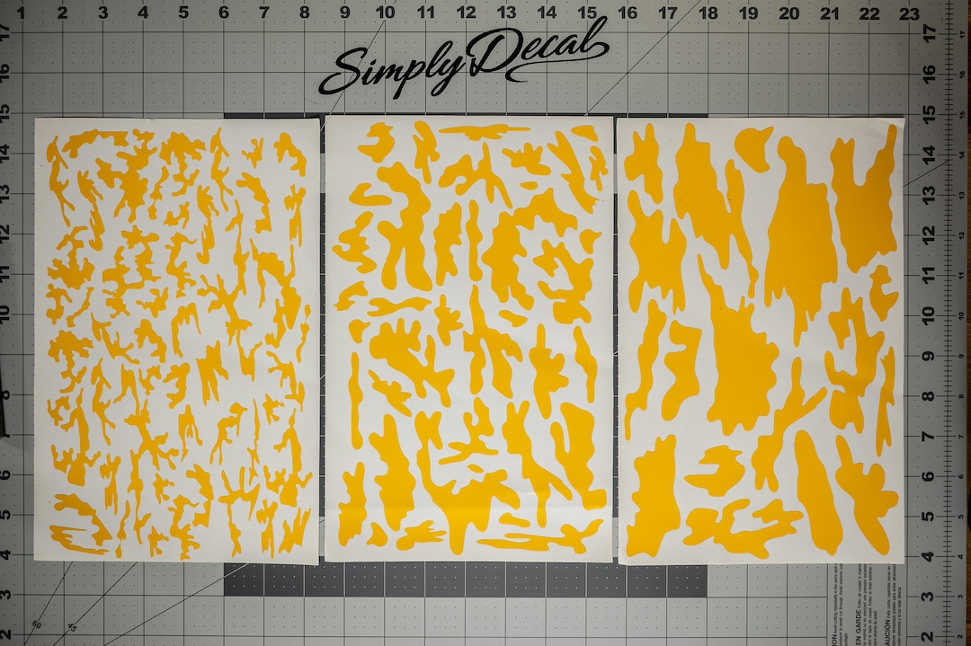 Multi Camo High Heat Vinyl Stencil Kit - 3x 11"x6" Sheets Durable, Easy ...