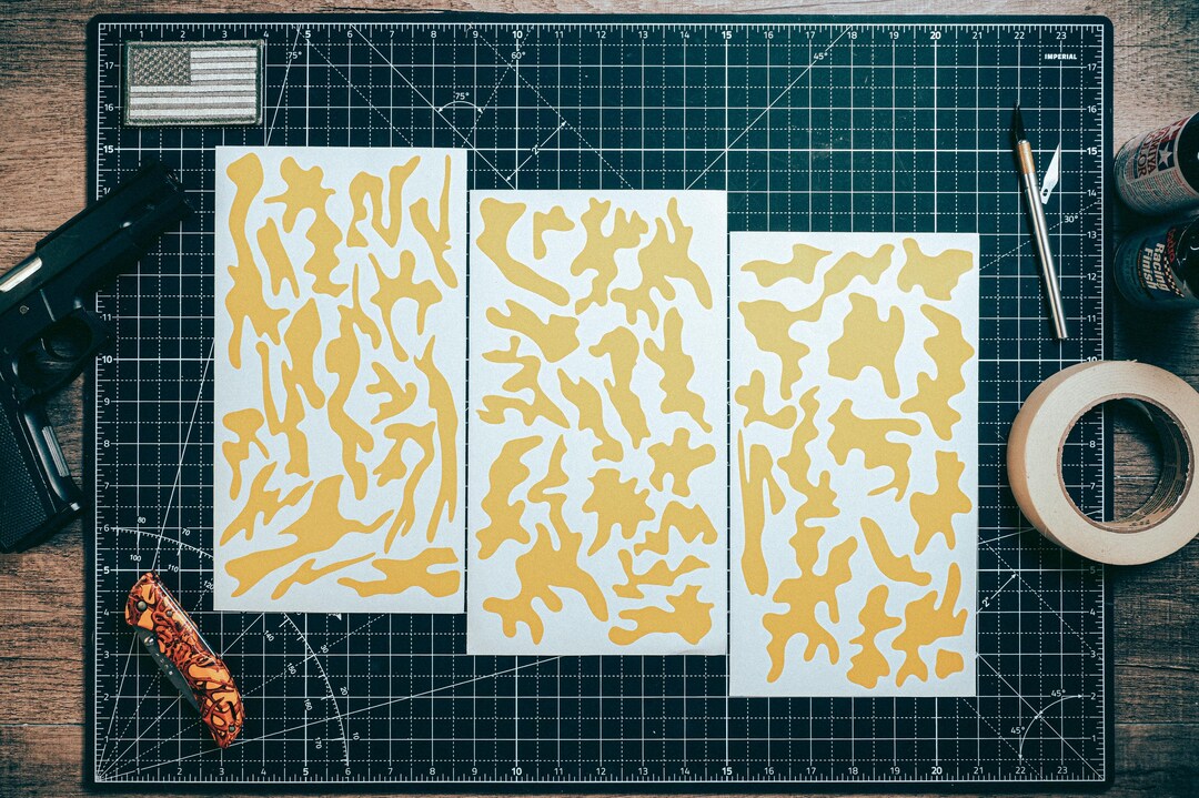 Urban Camo High Heat Vinyl Stencil Kit - 3x 11"x6" Sheets Durable, Easy ...