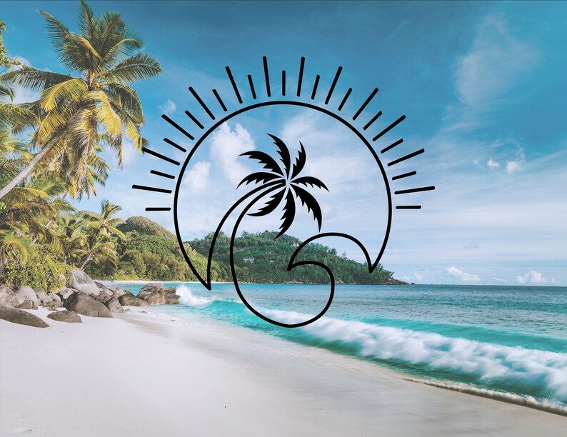 Ocean Wave Vinyl Decal Palm Tree Beach Sticker Wave Decal - Etsy
