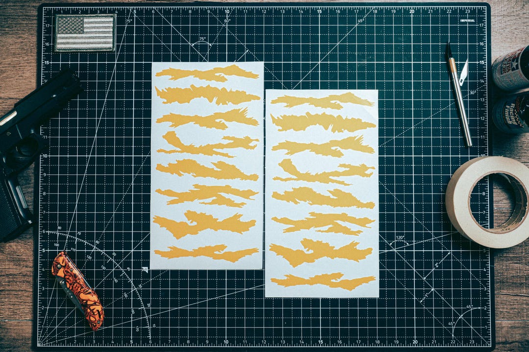 Tiger Stripes V2 High Heat Vinyl Stencil Kit - 2x 11"x6" Sheets Durable ...