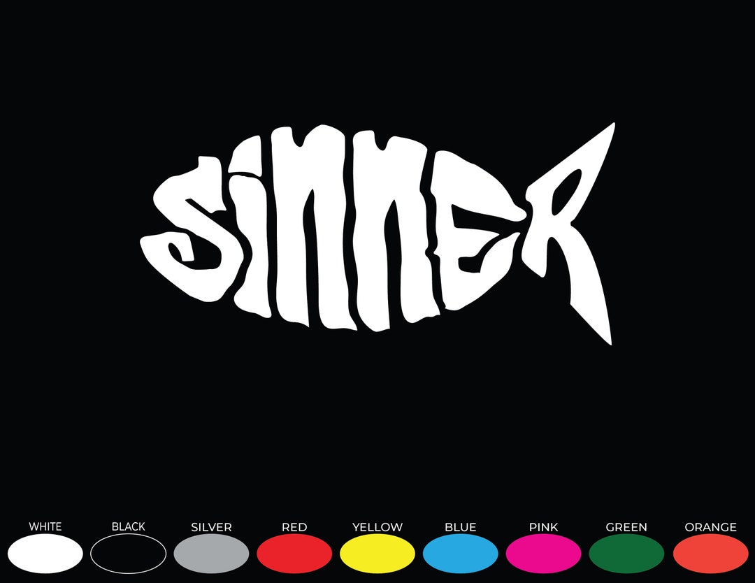 Sinner Fish Funny Bumper Car Window Vinyl Decal Sticker Buy Any 2 Get 1 ...