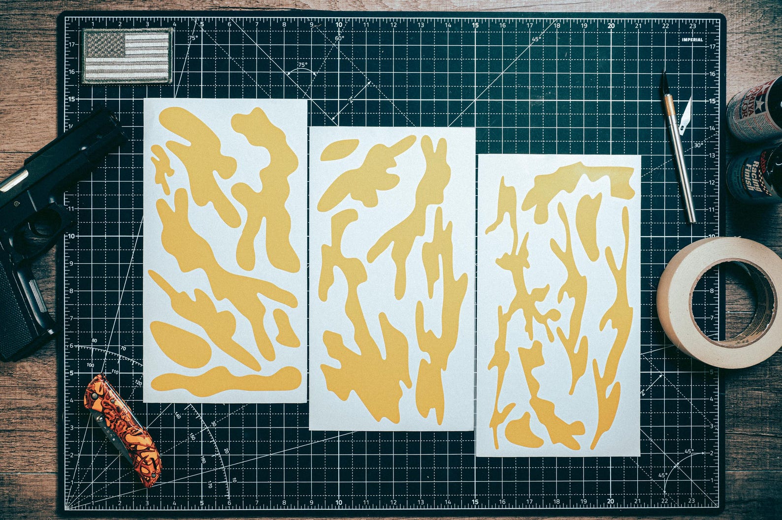Multi Camo Large High Heat Vinyl Stencil Kit - 3x 11"x6" Sheets Durable ...
