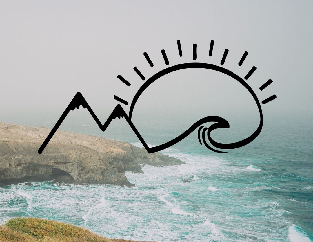 Mountain Wave Sun Beach Decal - Adventure Nature Laptop Water Bottle ...