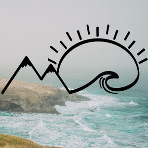 Mountain Wave Sun Beach Decal - Adventure Nature Laptop Water Bottle ...