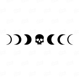 2x Moon Phase Skull Vinyl Decal - Celestial Gothic Sticker, Mystical ...