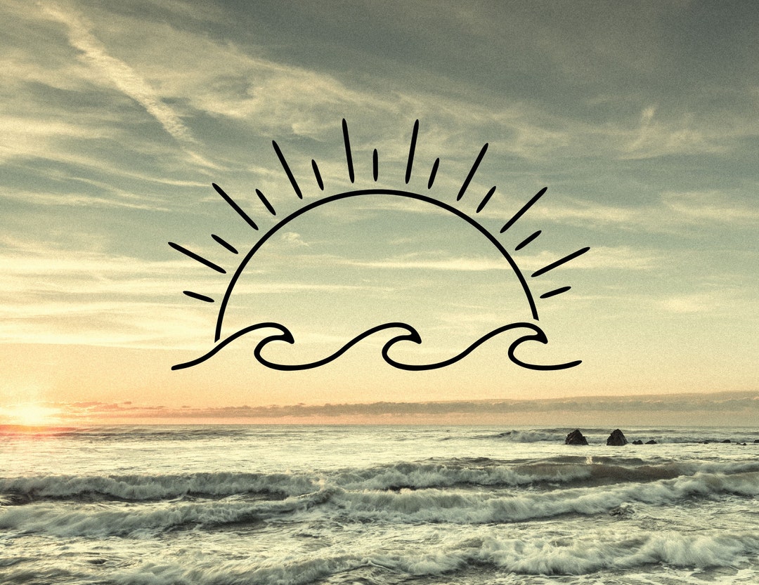 Ocean Wave Vinyl Decal - Sunset Beach Sticker, Wave Decal, Ocean Decal ...