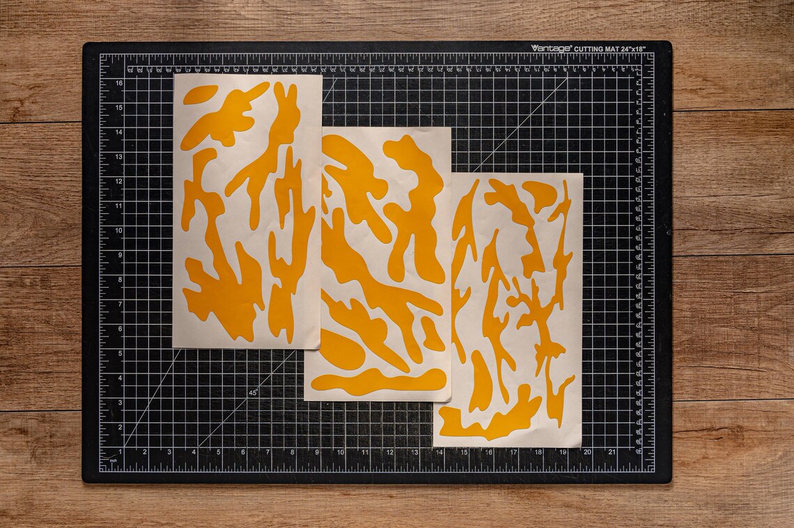 Multi Camo Large High Heat Vinyl Stencil Kit - 3x 11"x6" Sheets Durable ...