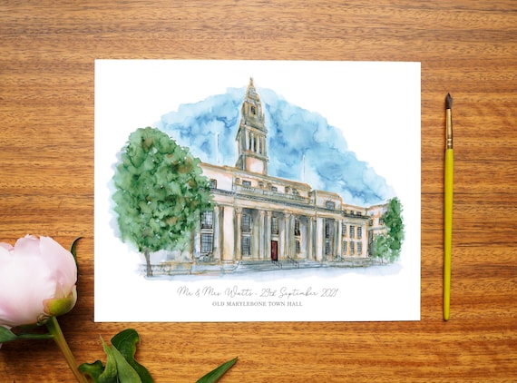 Old Marylebone Town Hall Wedding Venue Personalised Print | Etsy