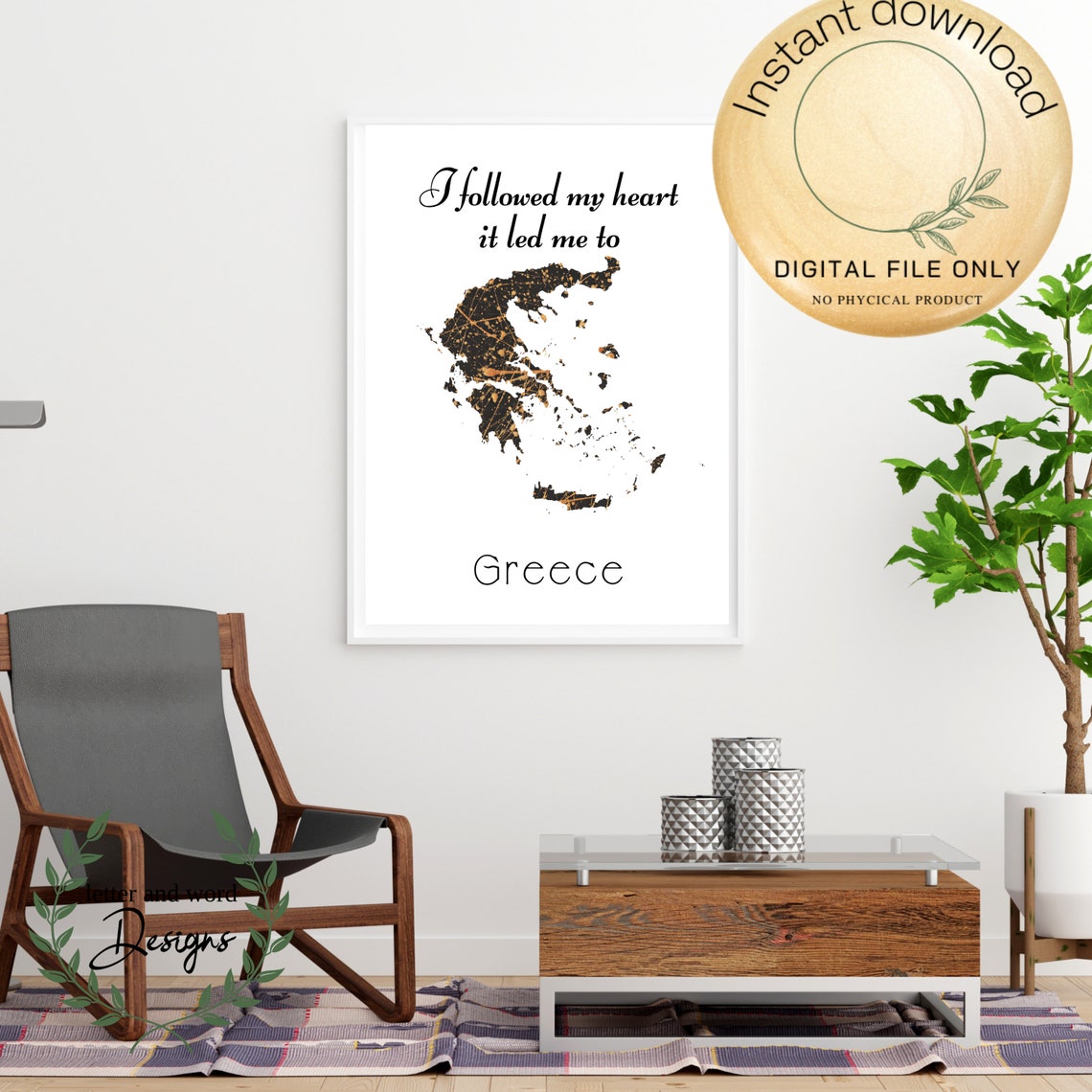 Printable Map of Greece Greek Map With Quote Printable Wall - Etsy