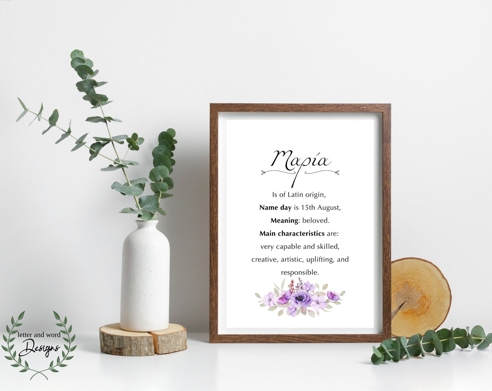 Greek Name With the Meaning and Name Day, Digital Print, Printable Name ...