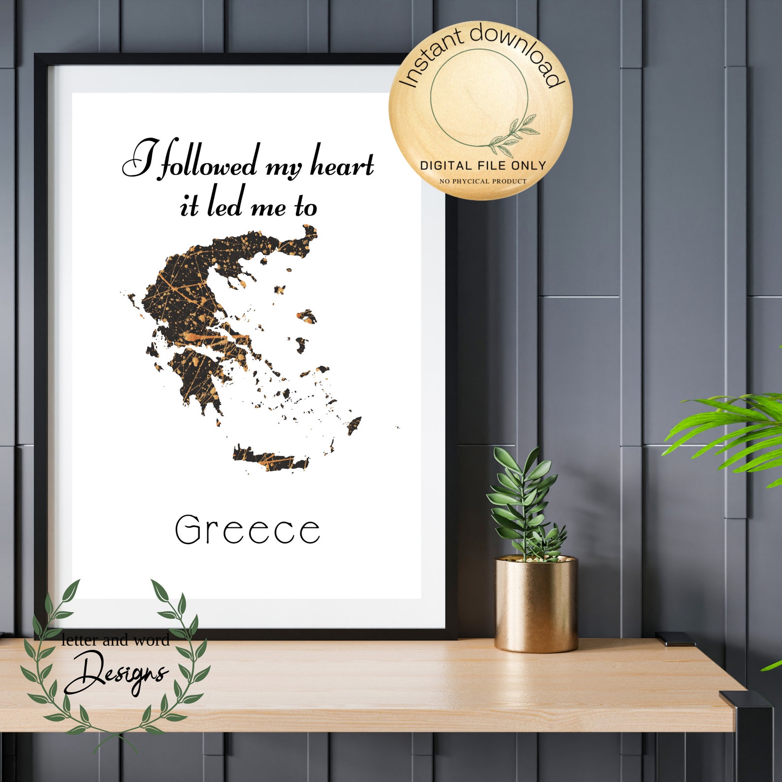 Printable Map of Greece Greek Map With Quote Printable Wall - Etsy