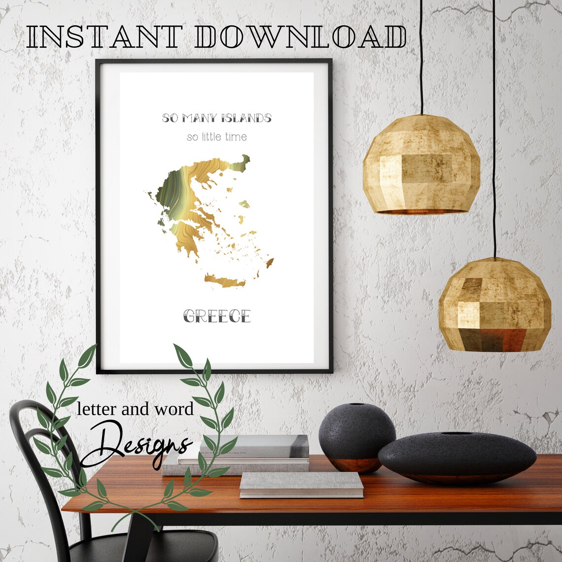 Printable Greek Map With Quote Printable Wall Art for Home or - Etsy