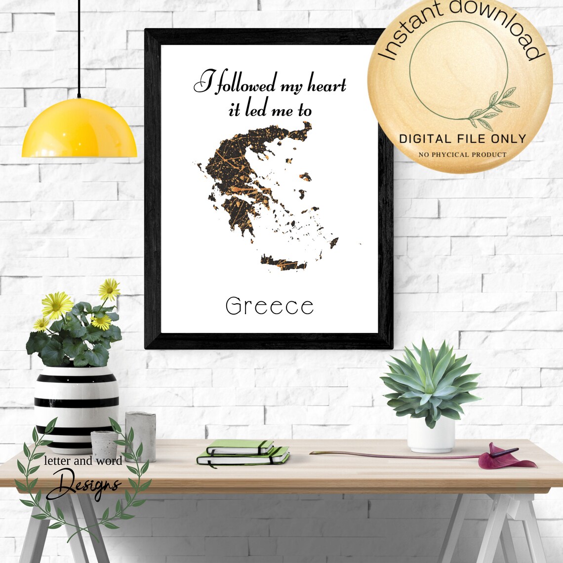 Printable Map of Greece Greek Map With Quote Printable Wall - Etsy