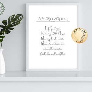 Decor, Digital Print, Printable Name Art Decor, Greek Name Day, Greek ...