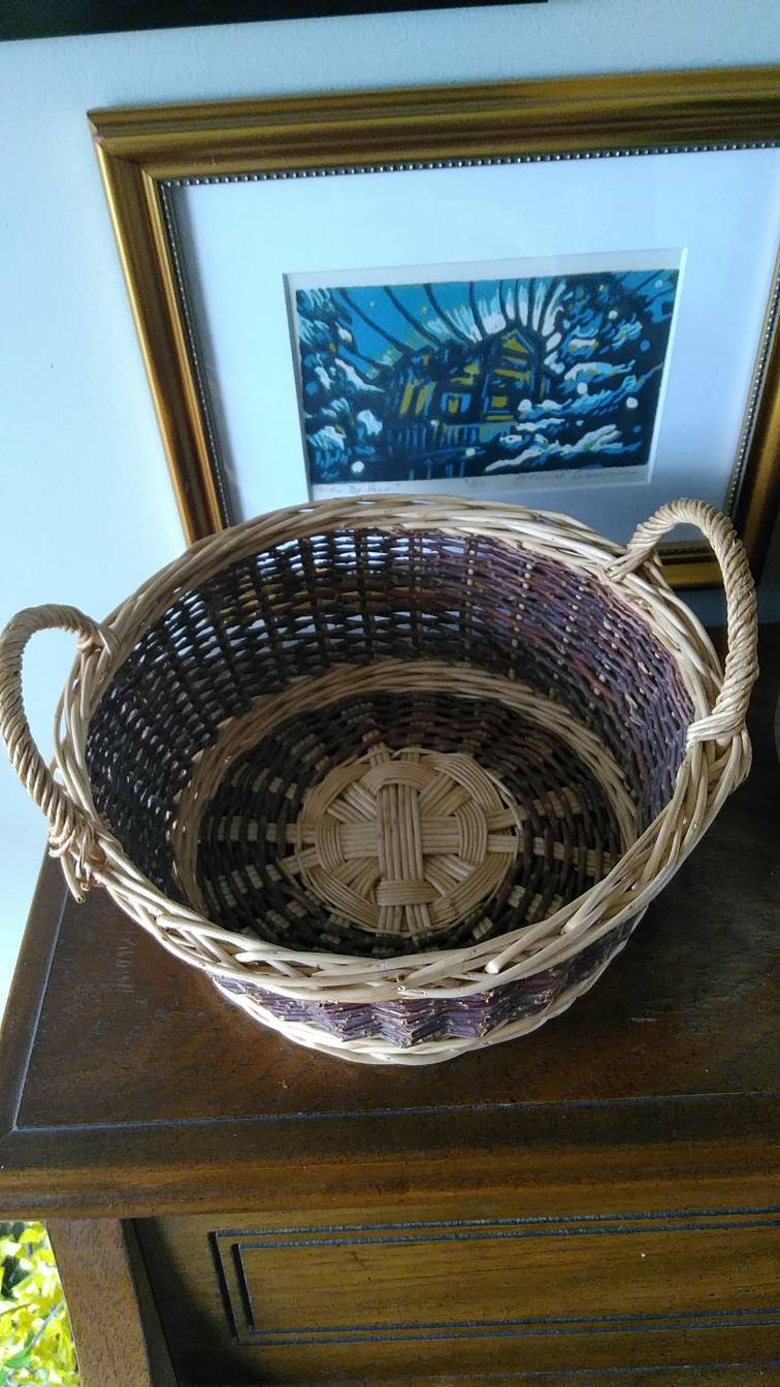 Rustic Wicker Basket With Handles - Etsy