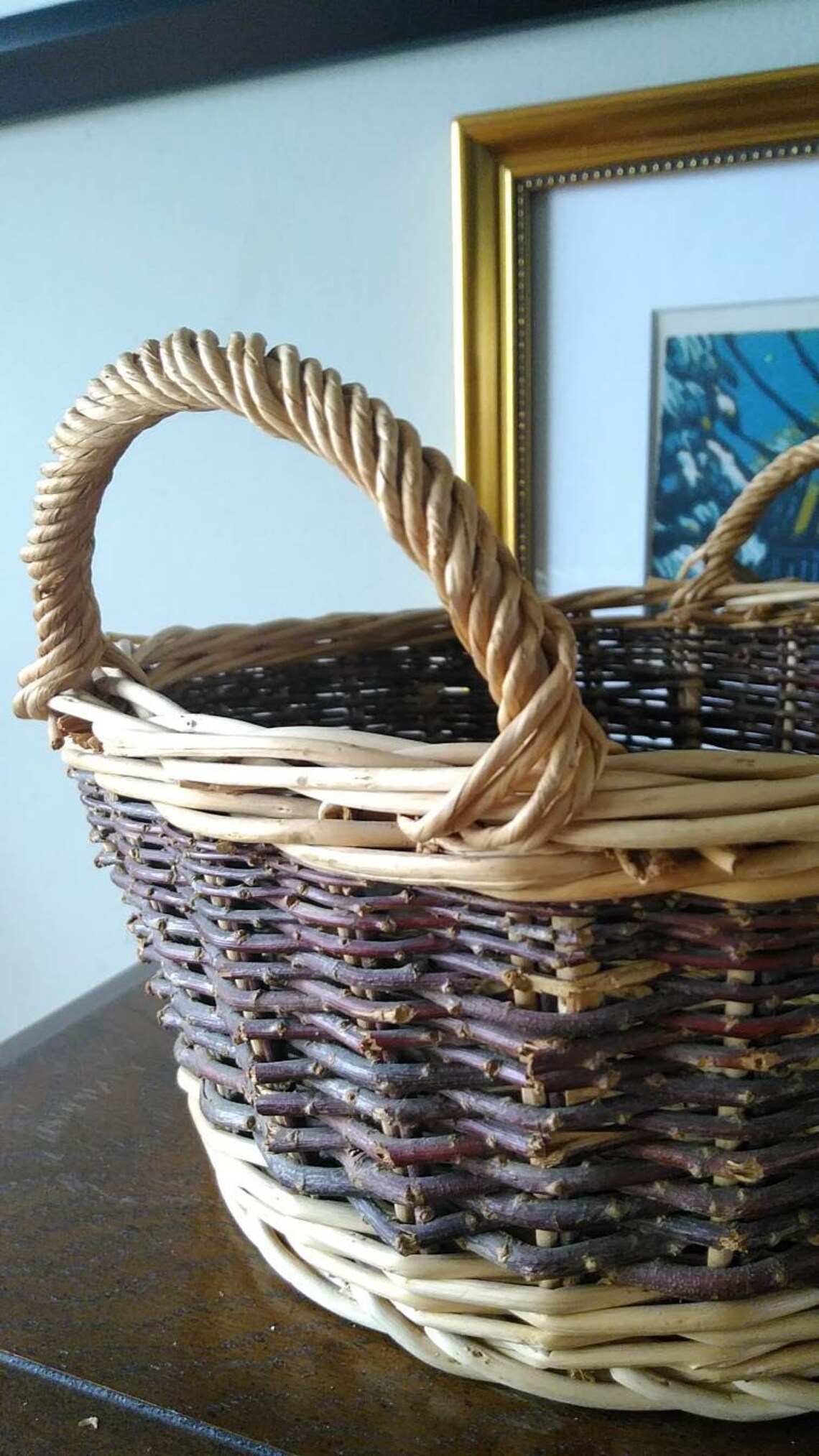 Rustic Wicker Basket With Handles - Etsy