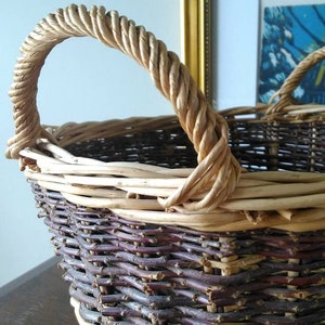 Rustic Wicker Basket With Handles - Etsy