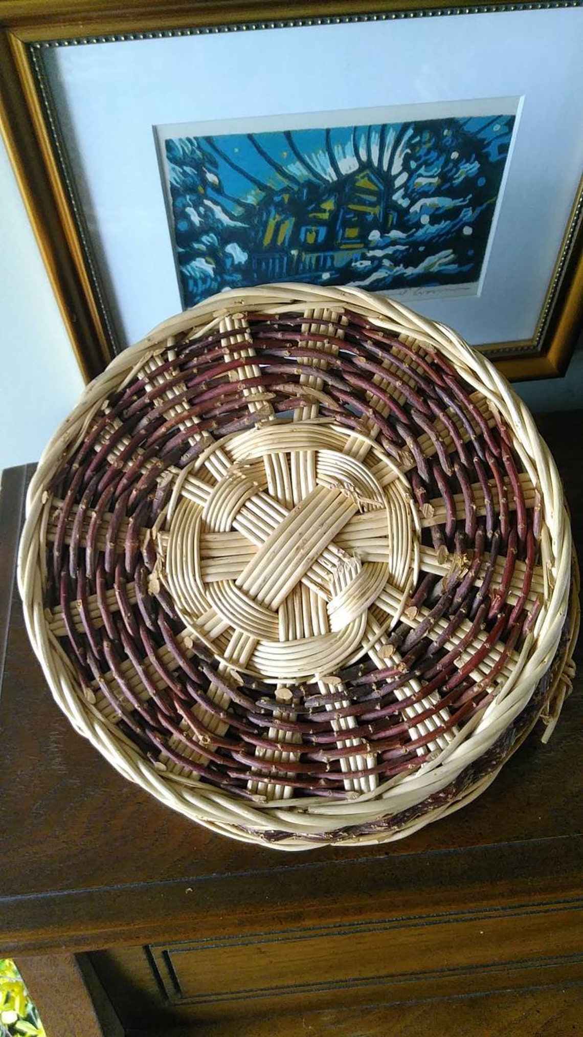 Rustic Wicker Basket With Handles - Etsy