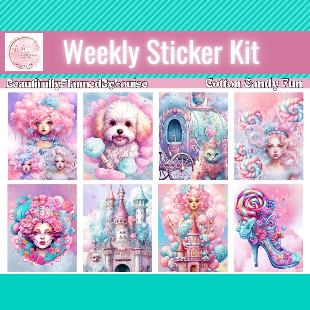 Cotton Candy Fun Printable Weekly Kit- Digital Stickers-ec Vertical ...
