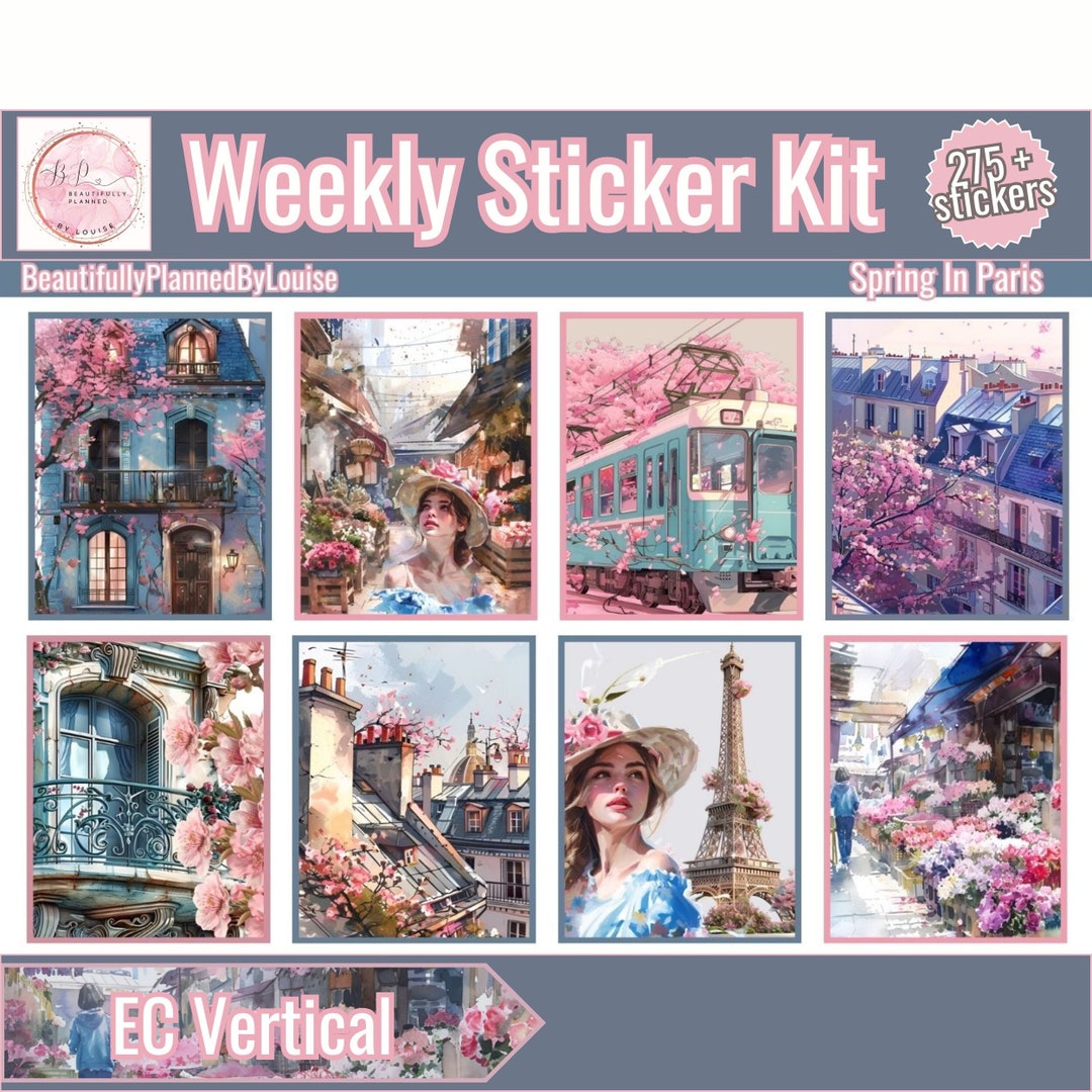 SPRING IN PARIS Weekly Sticker Kit, Erin Condren , Vertical, Printable ...