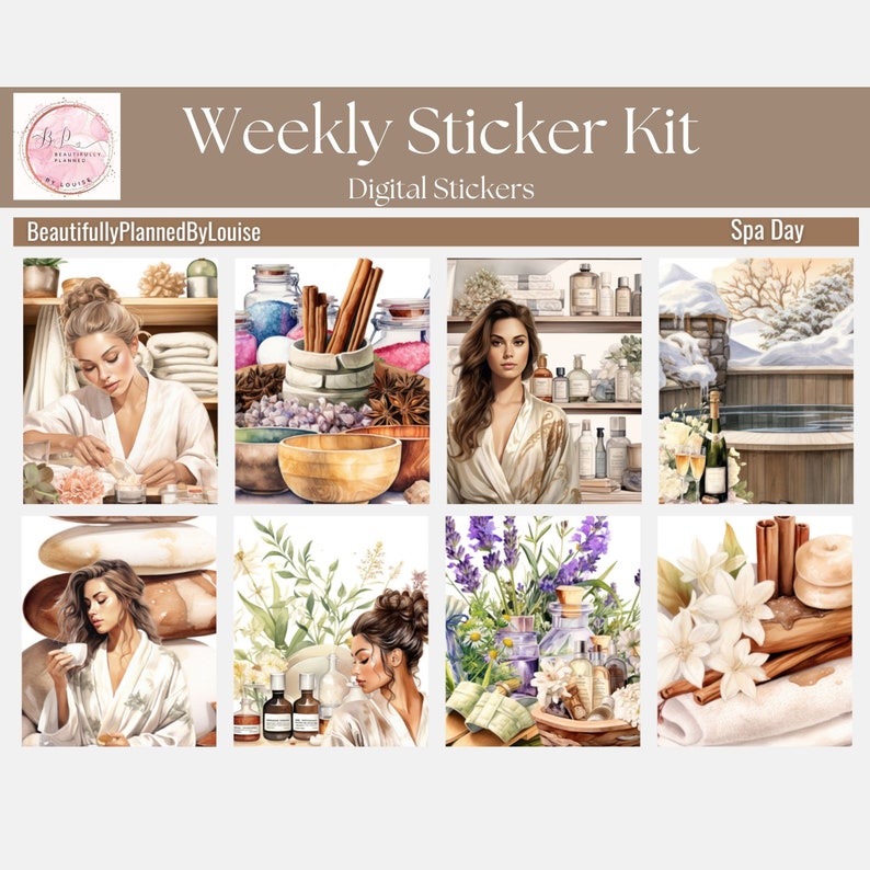 Spa Day Weekly Planner Stickers: Self-care Digital Kit (printable ...