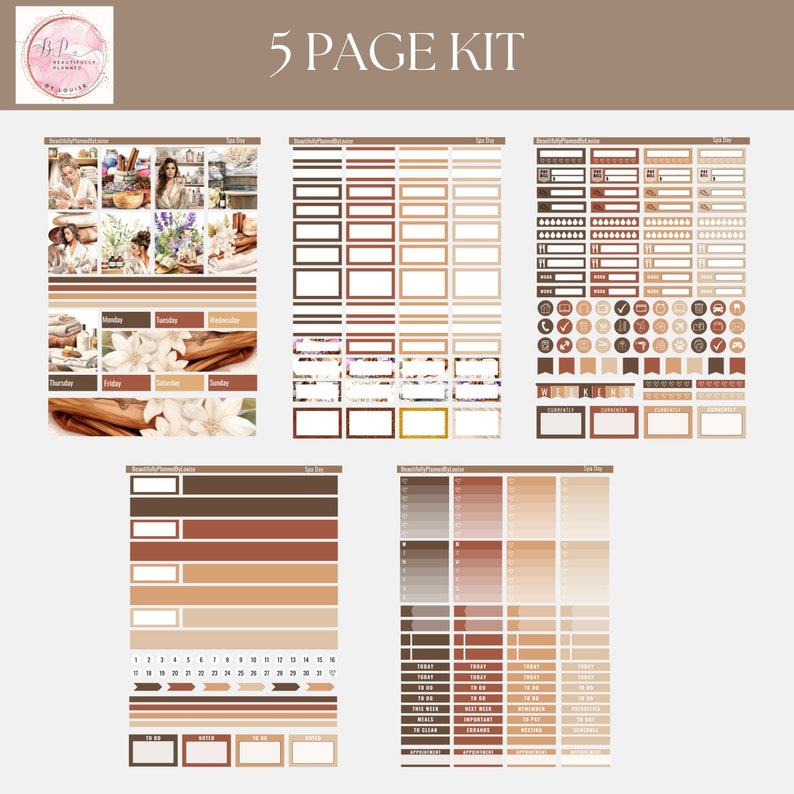 Spa Day Weekly Planner Stickers: Self-care Digital Kit (printable ...