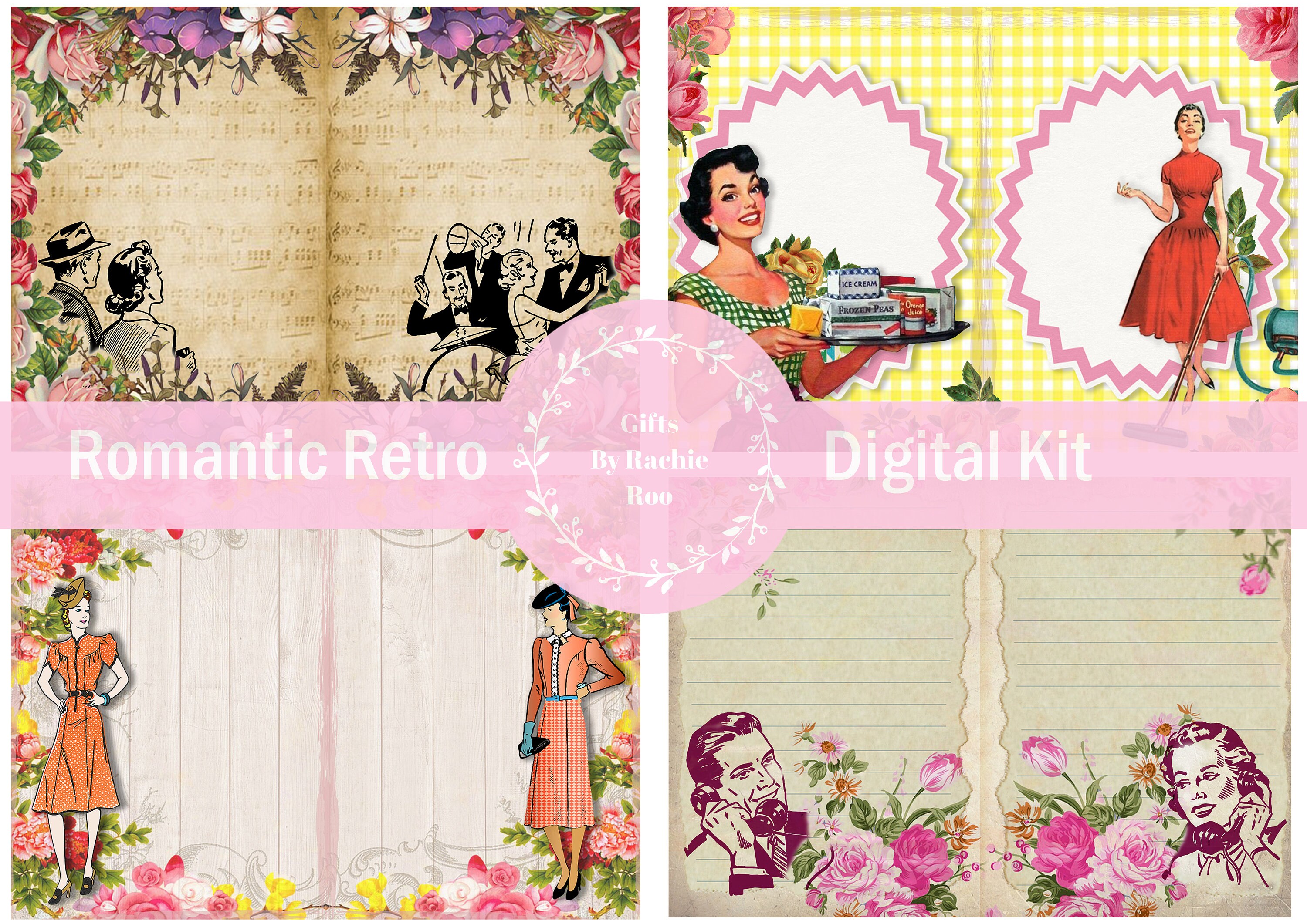 Romantic 1950's RETRO KIT - Vintage Theme- Full Size Journal Kit ...