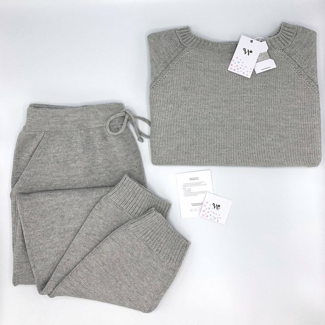 Women Knitted 2 Piece Set//longsleeve Lower Crew Neck Jumper//pants ...