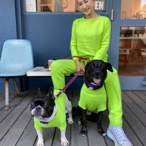 Cotton Matching Set for Owner and Two Pets / Unisex Longsleeve Set With ...