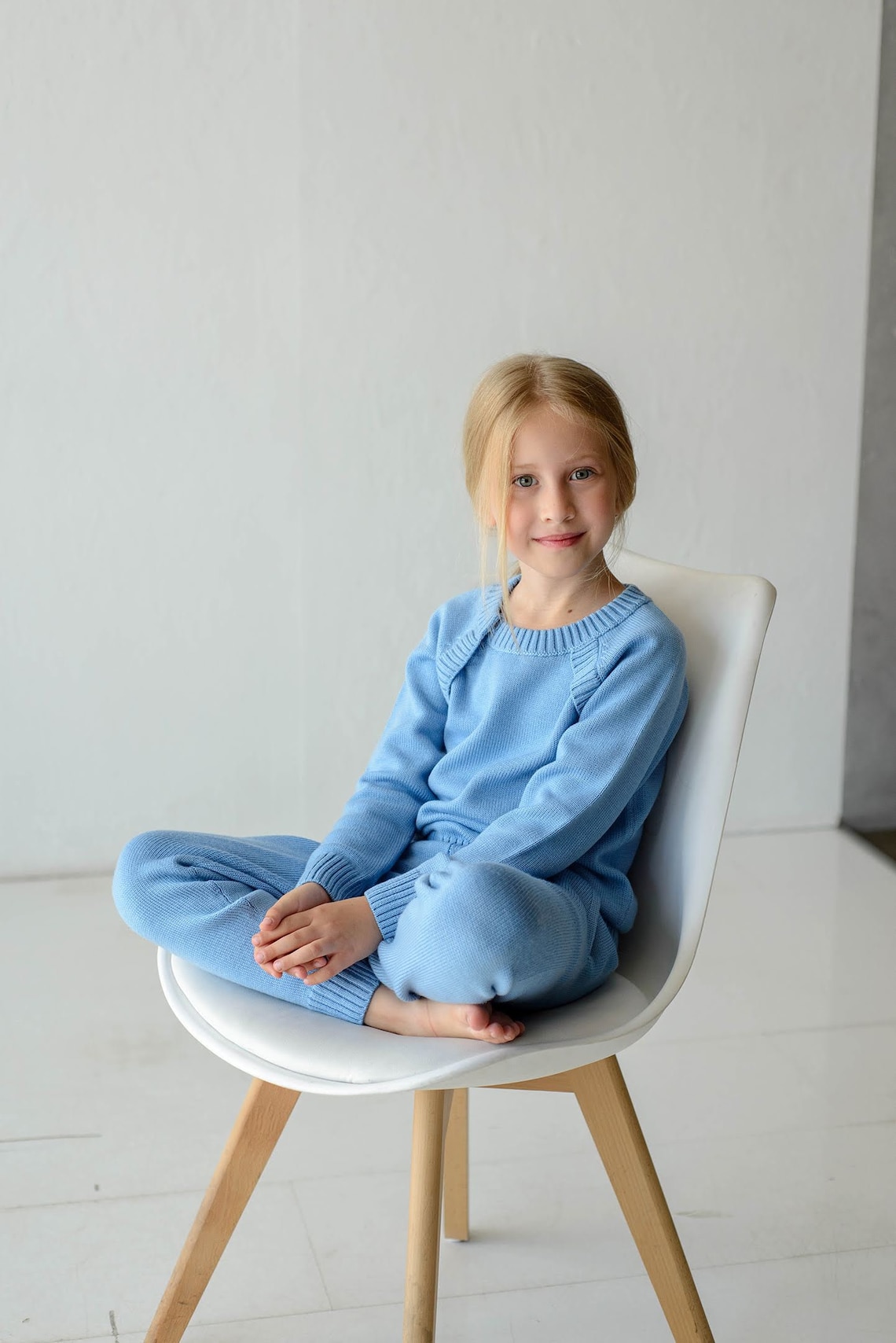 Blue Girls Merino Wool 2 Piece Set//Girls Jumper with Magnetic | Etsy