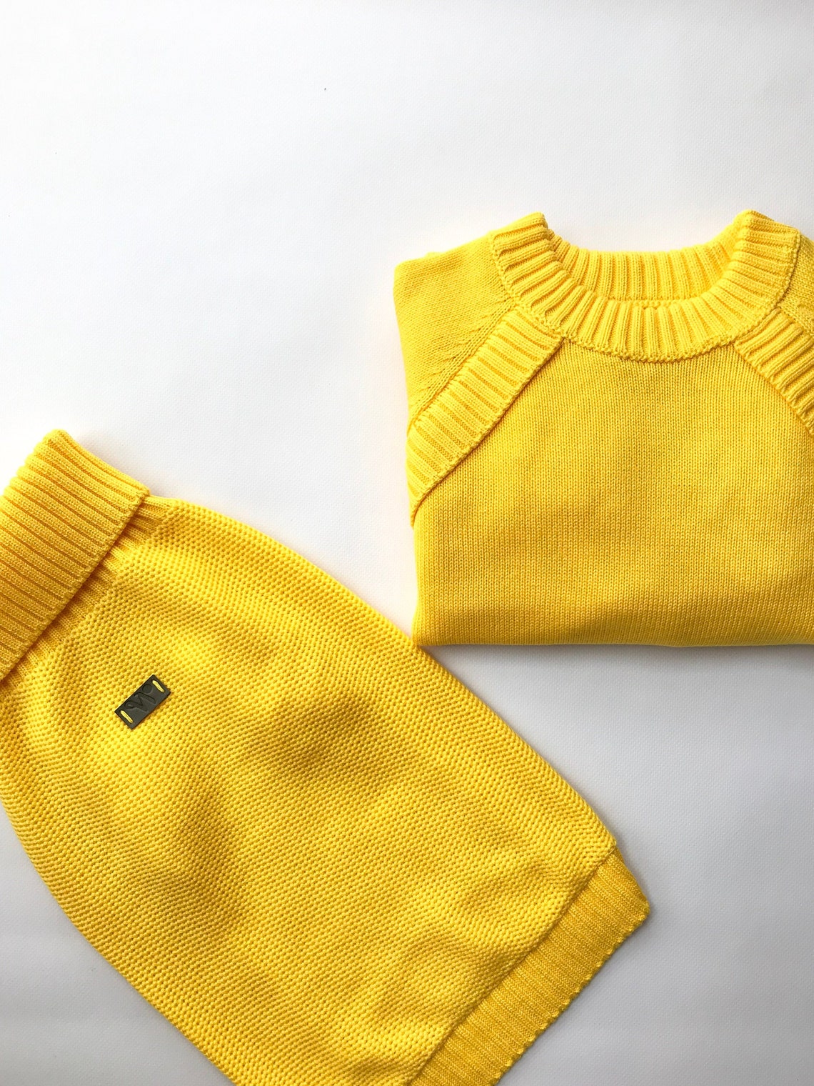 3 Units Cotton Yellow Matching Sweaters for Men, Women and Dog //crew ...
