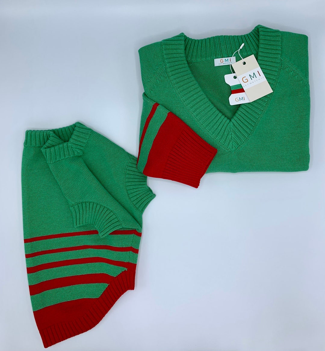 V-neck Cotton Matching Striped Sweaters for Dog and Human // Twinning ...