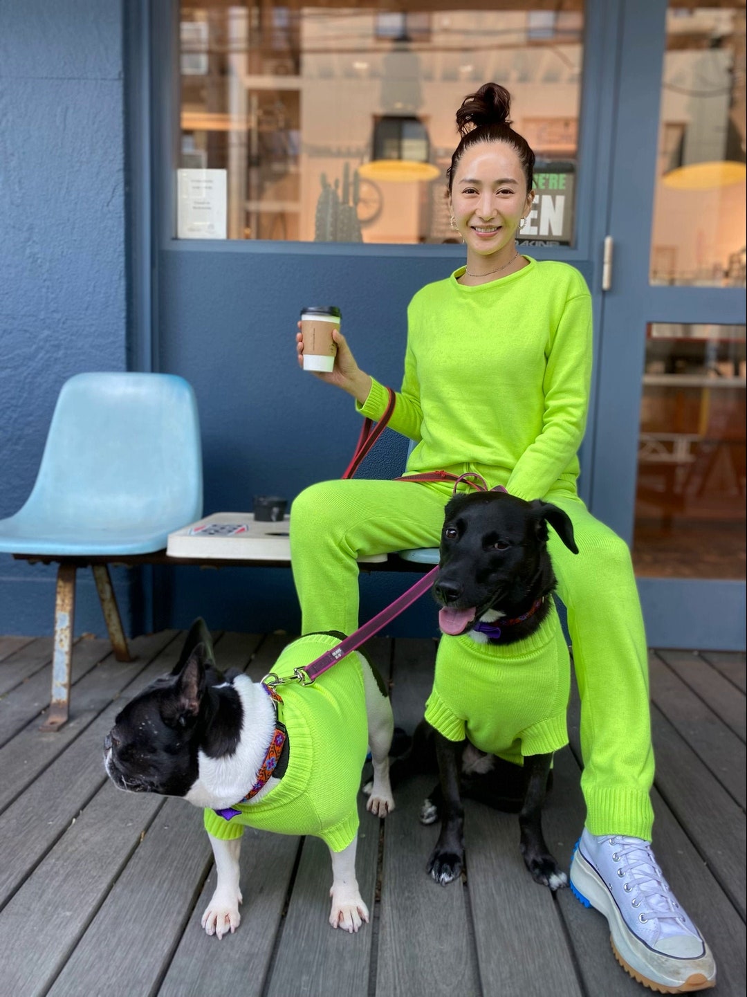 Cotton Matching Set for Owner and Two Pets / Unisex Longsleeve Set With ...