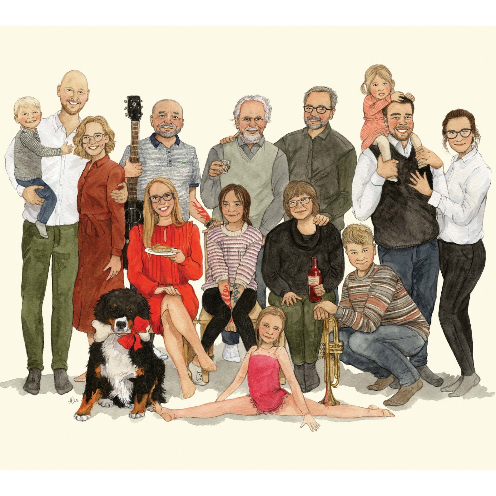 Custom Watercolor Family Portrait: Hand-painted From Photos - Etsy