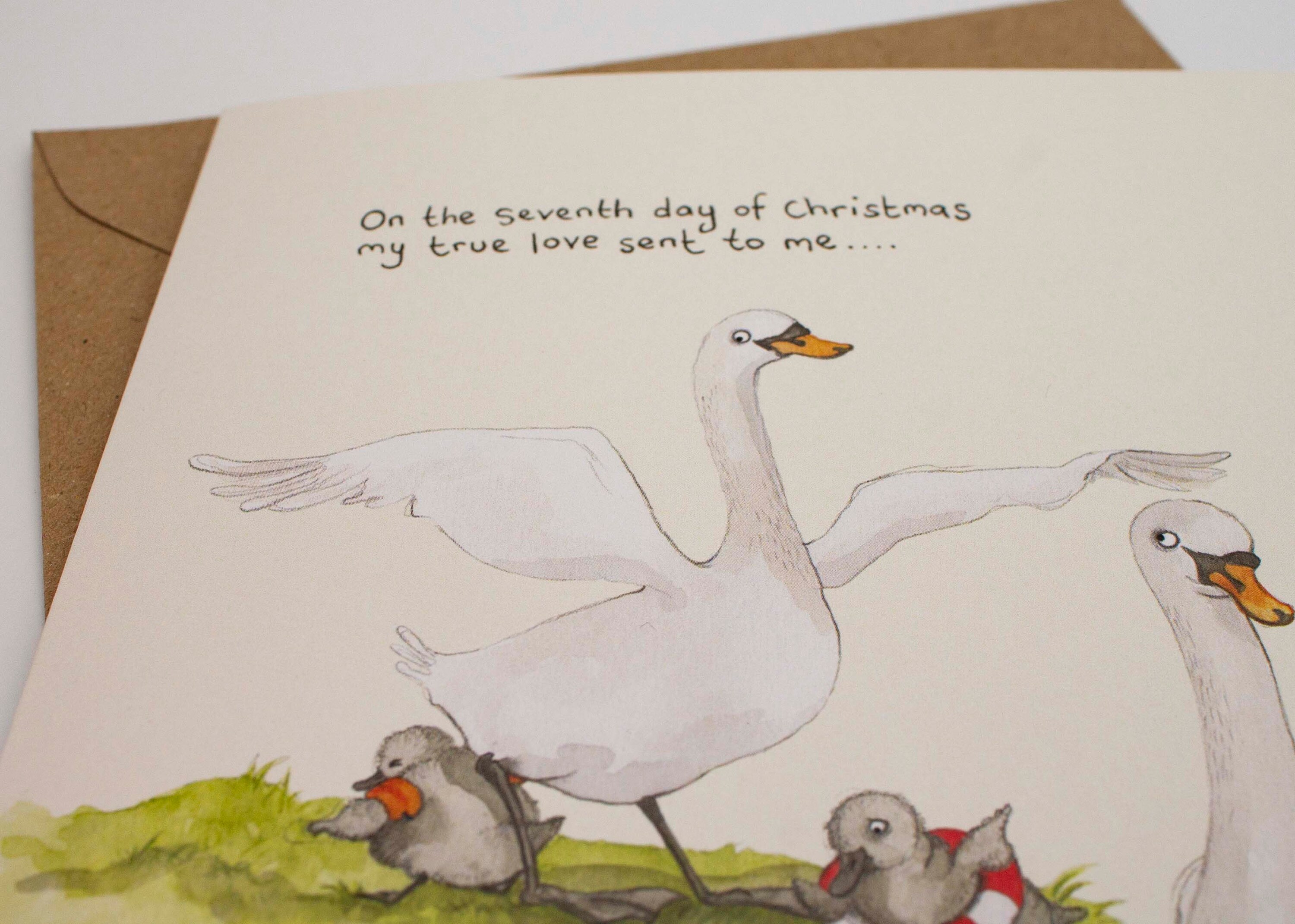 Seven Swans Christmas Card: Funny Watercolor Illustration - Etsy