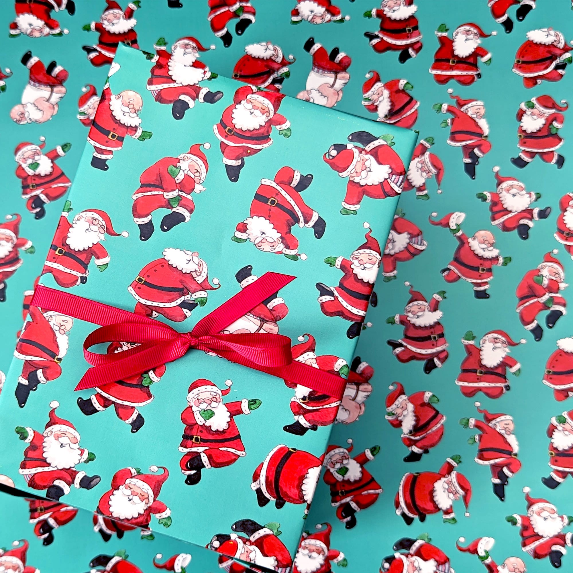 Christmas wrapping paper, Fun street dancing Santa wrapping paper sold ...