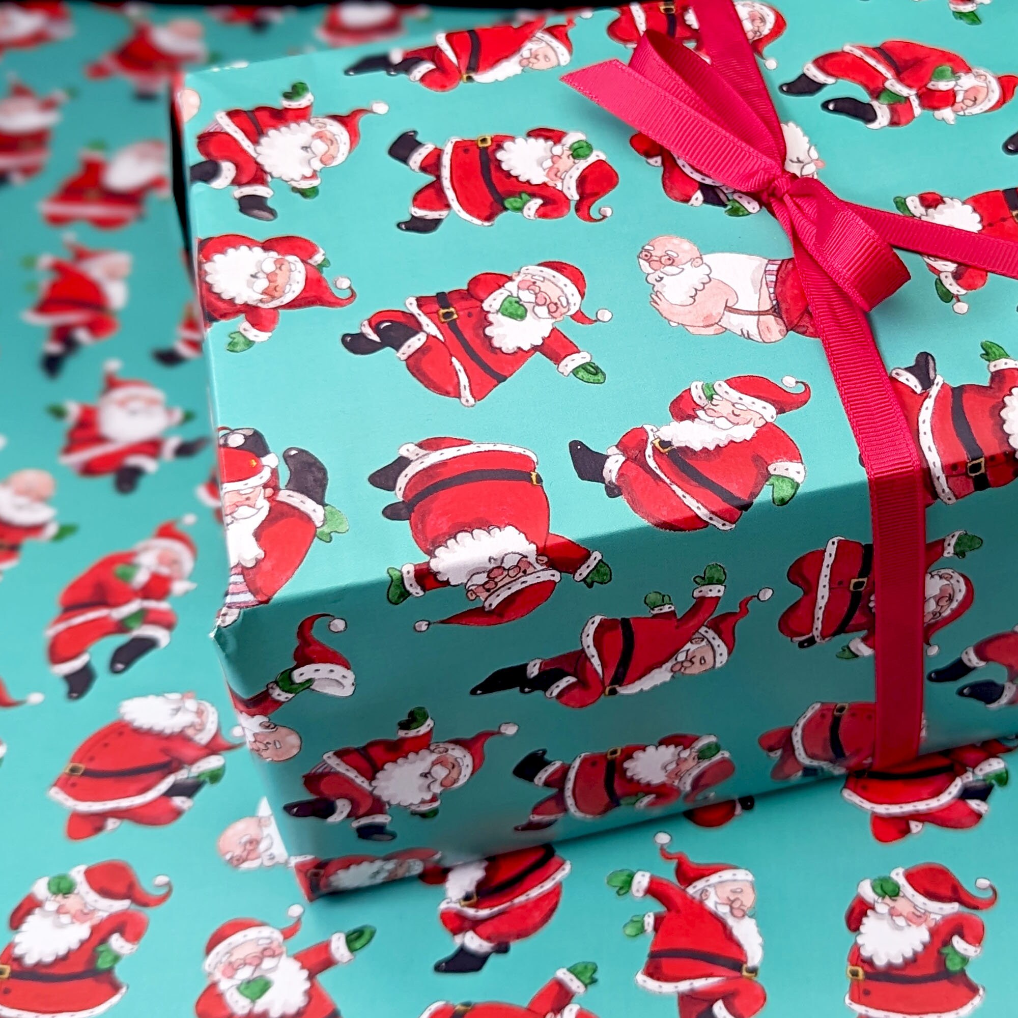 Christmas wrapping paper, Fun street dancing Santa wrapping paper sold ...