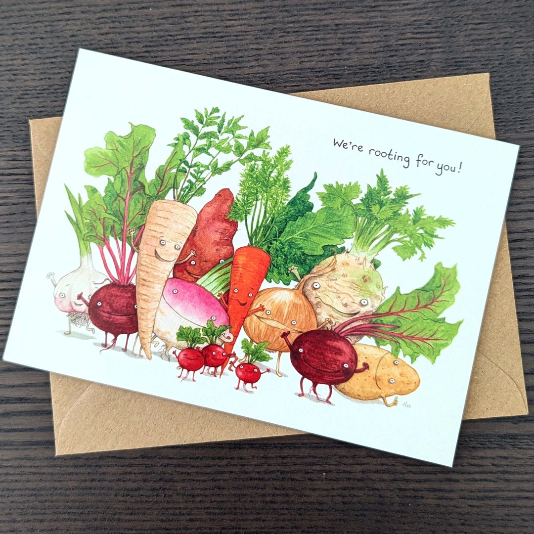 Fun and Quirky Greeting Card, Veggie Card, Good Luck Greeting Card, We ...