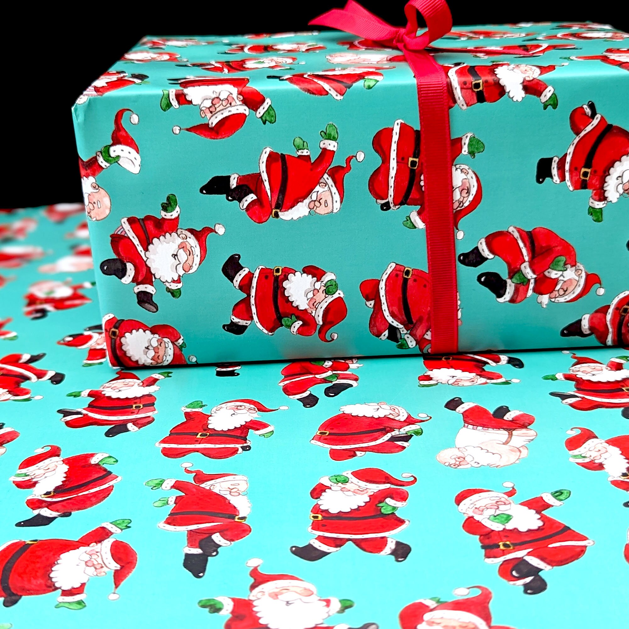 Christmas wrapping paper, Fun street dancing Santa wrapping paper sold ...